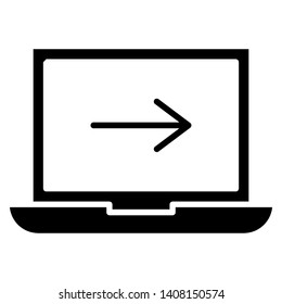 Laptop Right Arrow Icon Vector Black Stock Vector (Royalty Free) 1408150574