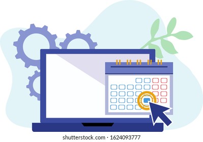 Laptop Screen Calendar Highlighted Date On: vector de stock (libre de ...