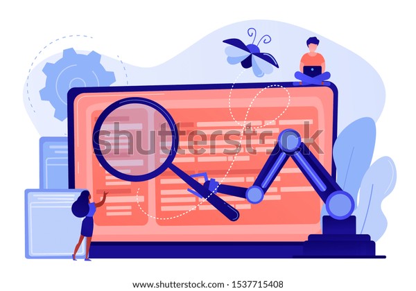 Laptop Software Assisting Testing Process Tiny Stock Vector (Royalty ... Laptop Software Assisting Testing Process Tiny Stock Vector (Royalty ...