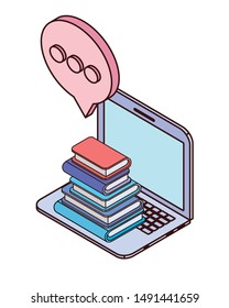 Laptop Stack Books On White Background Stock Vector (Royalty Free ...