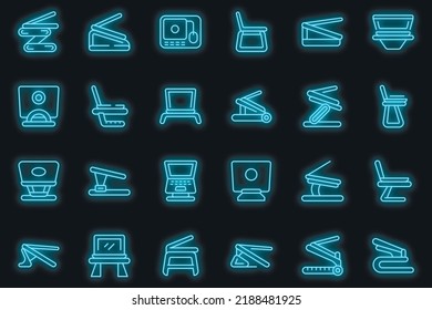 Laptop Stand Icons Set Outline Vector Stock Vector (Royalty Free ...