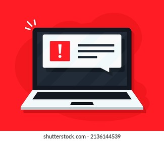 Laptop Warning Sign Computer Notification Exclamation Stock Vector ...