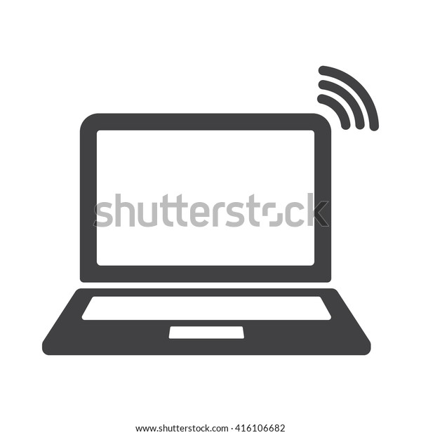Laptop Wi Fi Icon Vector Illustration Stock Vector (Royalty Free) 416106682