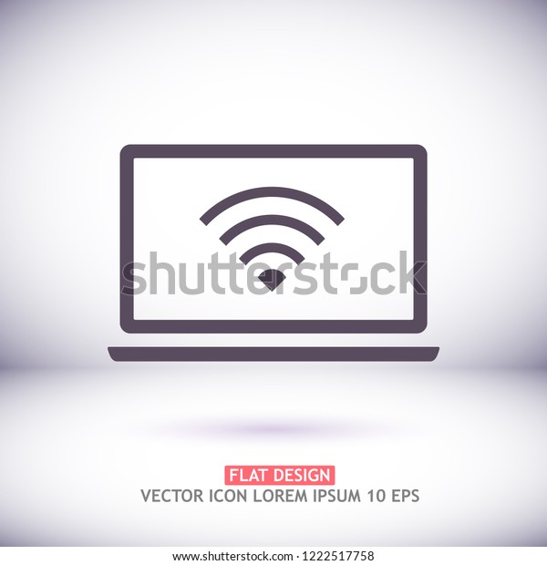 Laptop Wifi Icon Vector Stock Vector (Royalty Free) 1222517758 ...