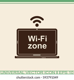 Laptop Wifi Zone Label Vector Icon Stock Vector (Royalty Free ...