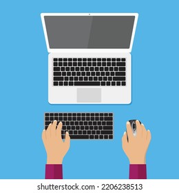 Laptop Wireless Keyboard Mouse Typing On Stock Vector (Royalty Free ...
