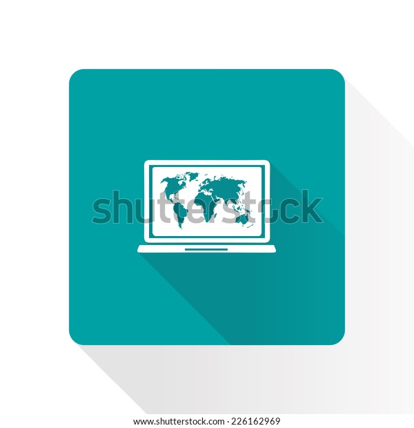 Laptop World Map Illustration World Map Stock Vector (Royalty Free ...