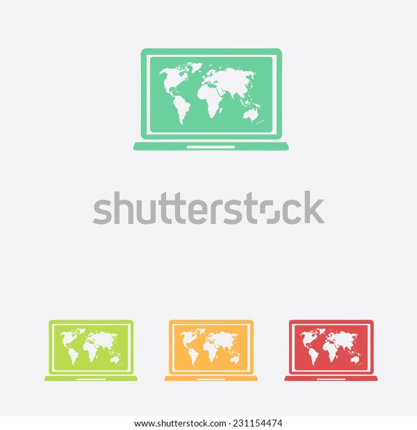 Laptop World Map Illustration World Map Stock Vector (Royalty Free ...