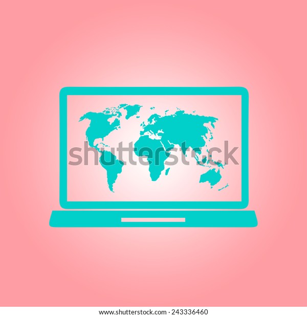 Laptop World Map Illustration World Map Stock Vector (Royalty Free ...