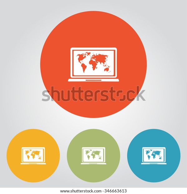 Laptop World Map Illustration World Map Stock Vector (Royalty Free ...