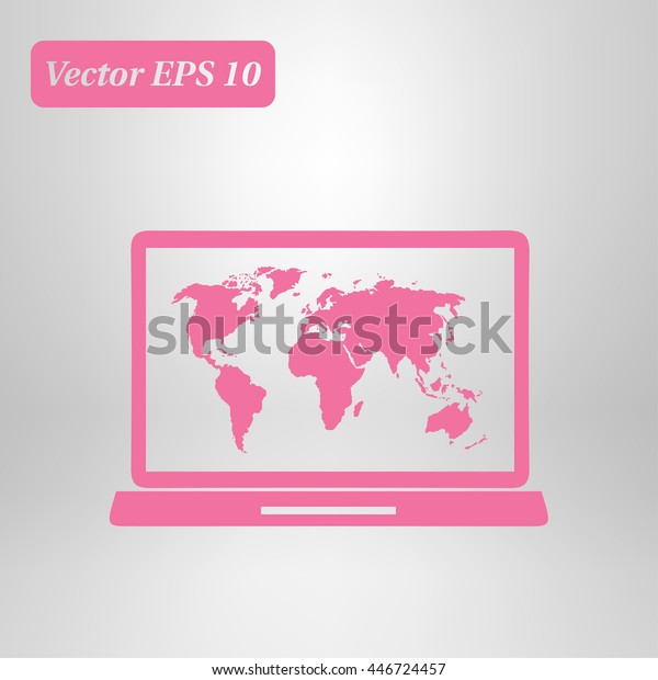 Laptop World Map Illustration World Map Stock Vector (Royalty Free ...