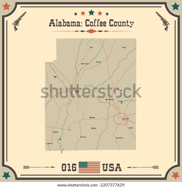 Large Accurate Map Coffee County Alabama Stock Vector (Royalty Free ...