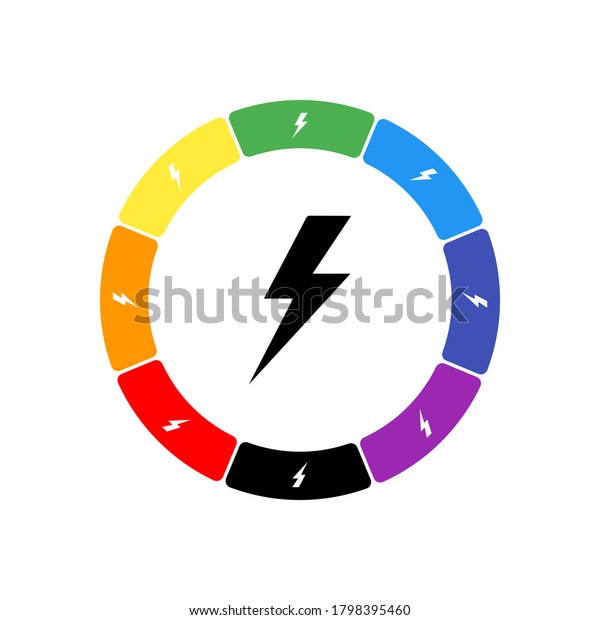 Large Black Lightning Symbol Center Surrounded Stock Vector (Royalty ...