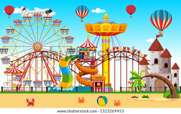 Large Carnival Landscape Scene Stock Vector (Royalty Free) 1323269453