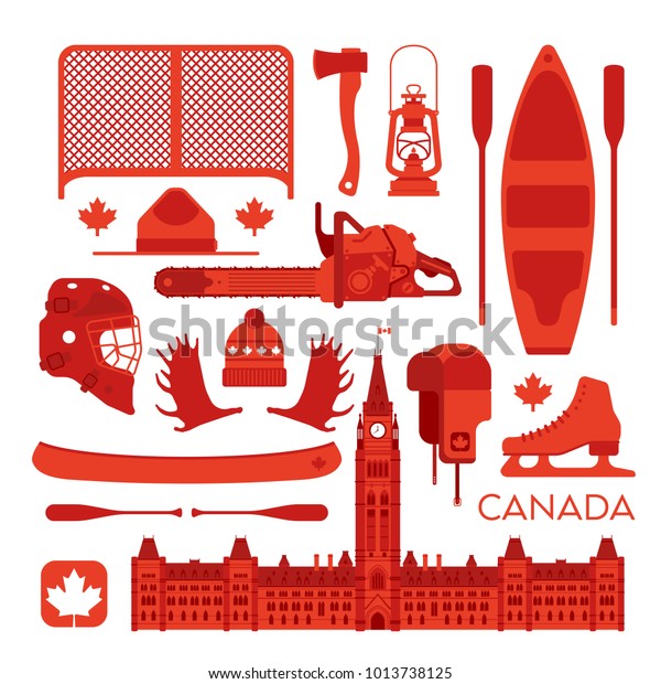 Large Collection Random Canadian Icons Vector Stock Vector (Royalty ...