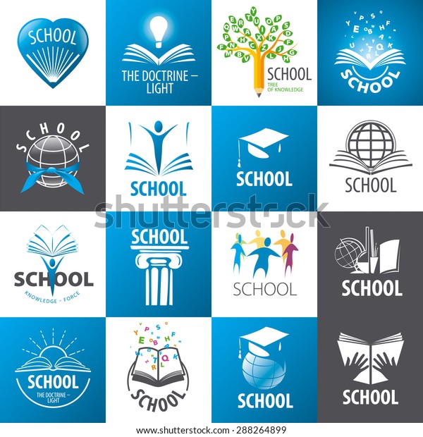stor samling af vektor logoer Skole Stock-vektor (royaltyfri) 288264899