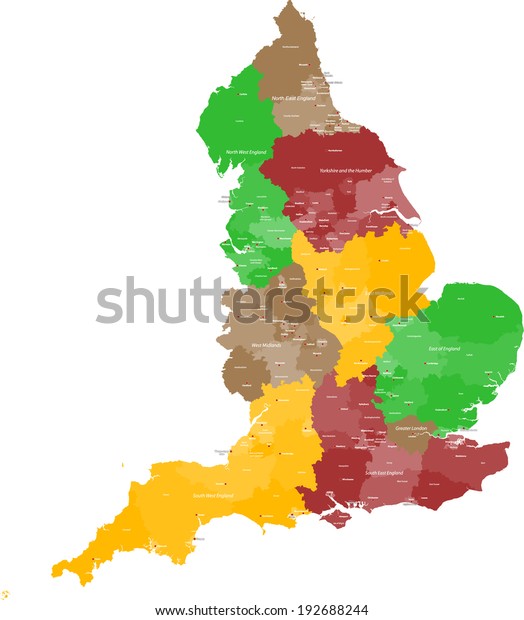 Un mapa grande, detallado y coloreado de Inglaterra con todos los ...