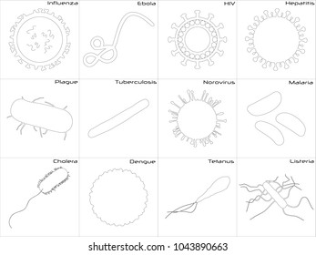 Large Detailed Icon Set Different Germs Stock Vector (Royalty Free ...