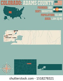Large Detailed Map Adams County Colorado: เวกเตอร์สต็อก (ปลอดค่า ...