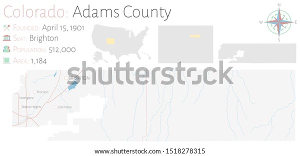 Large Detailed Map Adams County Colorado Stock Vector (Royalty Free ...
