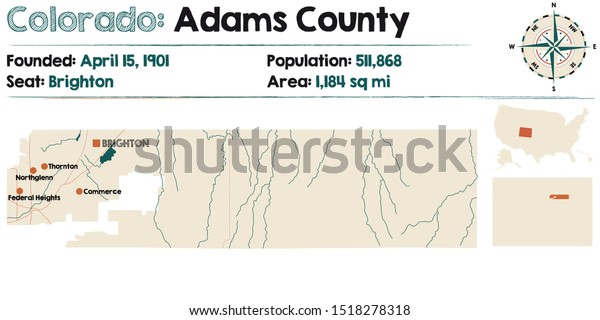 Large Detailed Map Adams County Colorado Stock Vector (Royalty Free ...