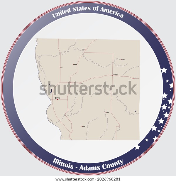 Large Detailed Map Adams County Illinois Stock Vector (Royalty Free ...