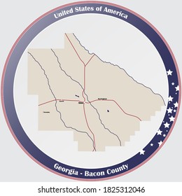 Large Detailed Map Bacon County Georgia Stock Vector (Royalty Free ...