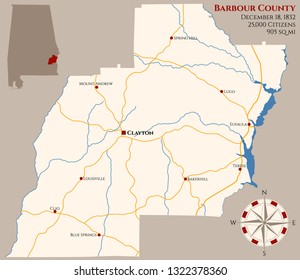 Large Detailed Map Barbour County Alabama : image vectorielle de stock ...