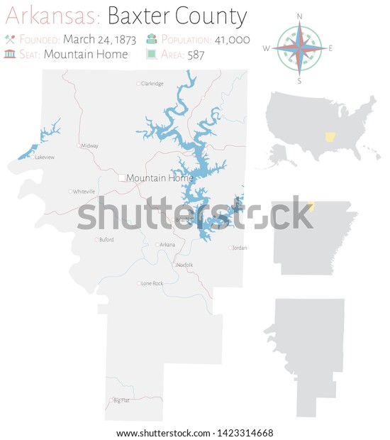 Large Detailed Map Baxter County Arkansas Stock Vector (Royalty Free ...