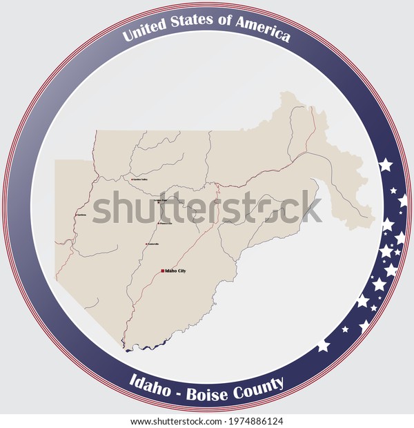 Large Detailed Map Boise County Idaho: เวกเตอร์สต็อก (ปลอดค่าลิขสิทธิ์ ...