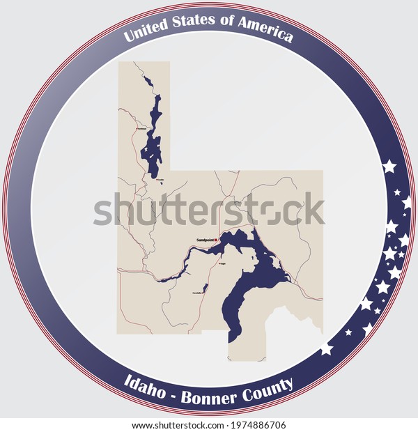 Large Detailed Map Bonner County Idaho Stock Vector (Royalty Free ...