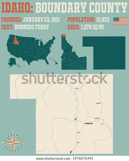 Large Detailed Map Boundary County Idaho Stock Vector (Royalty Free ...