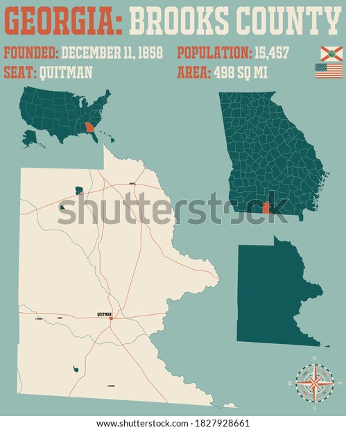 Large Detailed Map Brooks County Georgia Stock Vector (Royalty Free ...