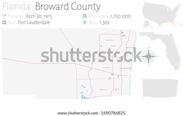 Large Detailed Map Broward County Florida Stock Vector (Royalty Free ...