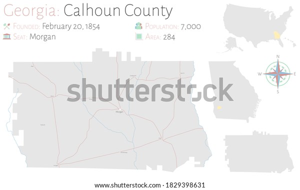 Large Detailed Map Calhoun County Georgia Stock Vector (Royalty Free ...