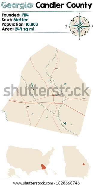 Large Detailed Map Candler County Georgia Stock Vector (Royalty Free ...