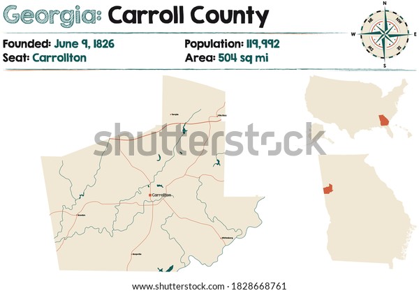 Large Detailed Map Carroll County Georgia Stock Vector (Royalty Free ...