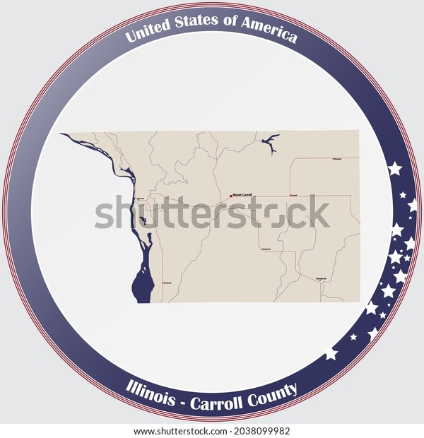 Large Detailed Map Carroll County Illinois Stock Vector (Royalty Free ...