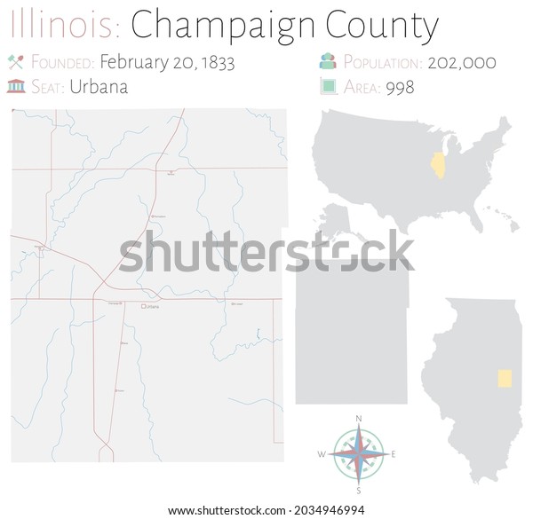 Large Detailed Map Champaign County Illinois Stock Vector (Royalty Free ...
