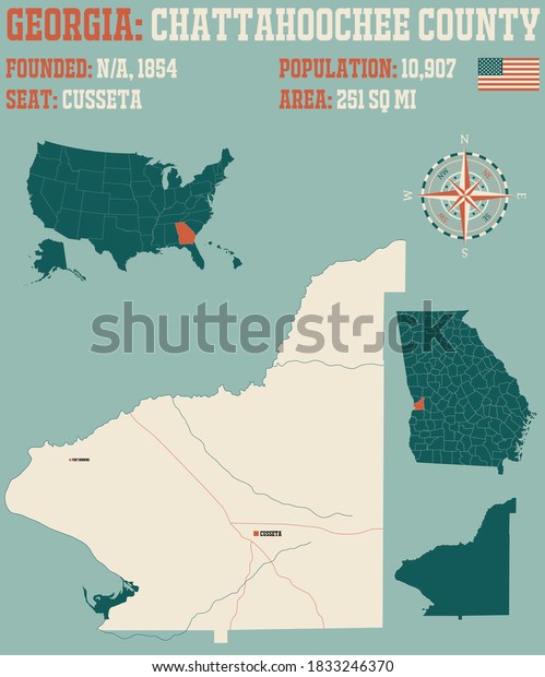 Large Detailed Map Chattahoochee County Georgia Stock Vector (Royalty ...