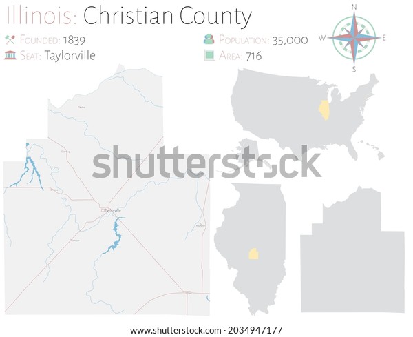 Large Detailed Map Christian County Illinois Stock Vector (Royalty Free ...