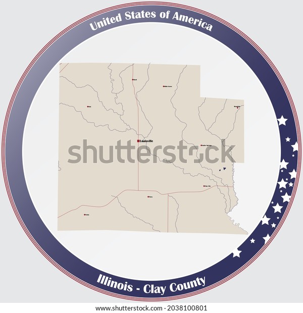Large Detailed Map Clay County Illinois Stock Vector (Royalty Free ...
