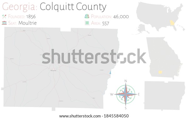 Large Detailed Map Colquitt County Georgia Stock Vector (Royalty Free ...