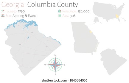 Large Detailed Map Columbia County Georgia Stock Vector (Royalty Free ...