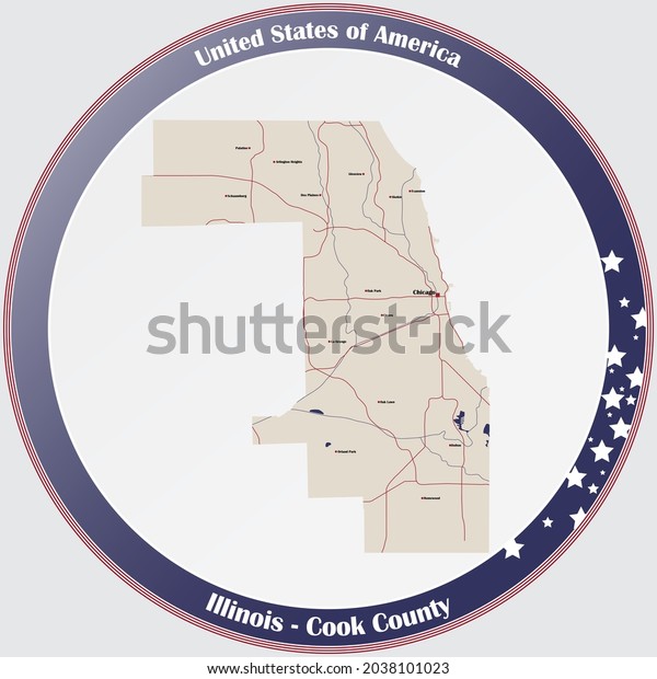 Large Detailed Map Cook County Illinois Stock Vector (Royalty Free ...