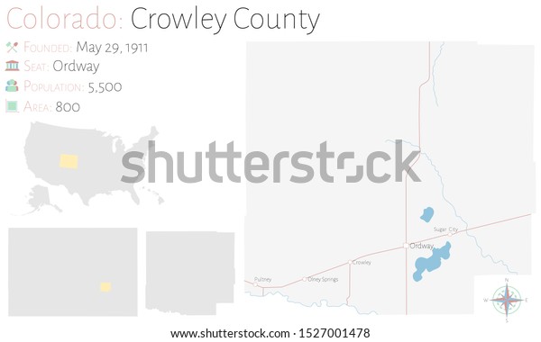 Large Detailed Map Crowley County Colorado: เวกเตอร์สต็อก (ปลอดค่า ...