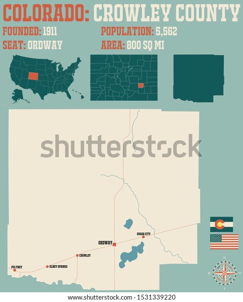 Large Detailed Map Crowley County Colorado Stock Vector (Royalty Free ...