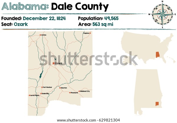 Large Detailed Map Dale County Alabama Stock Vector (Royalty Free ...