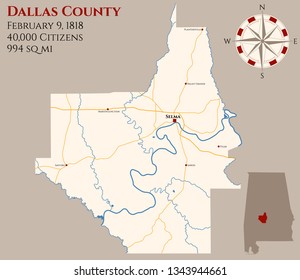 Large Detailed Map Dallas County Alabama Stock Vector (Royalty Free ...