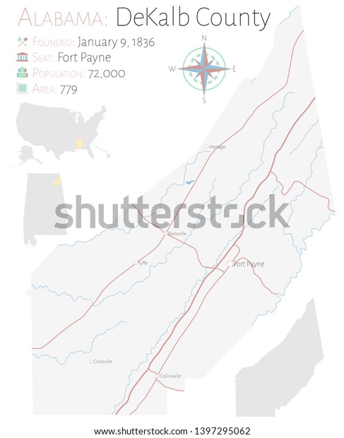 Large Detailed Map Dekalb County Alabama Stock Vector (Royalty Free ...